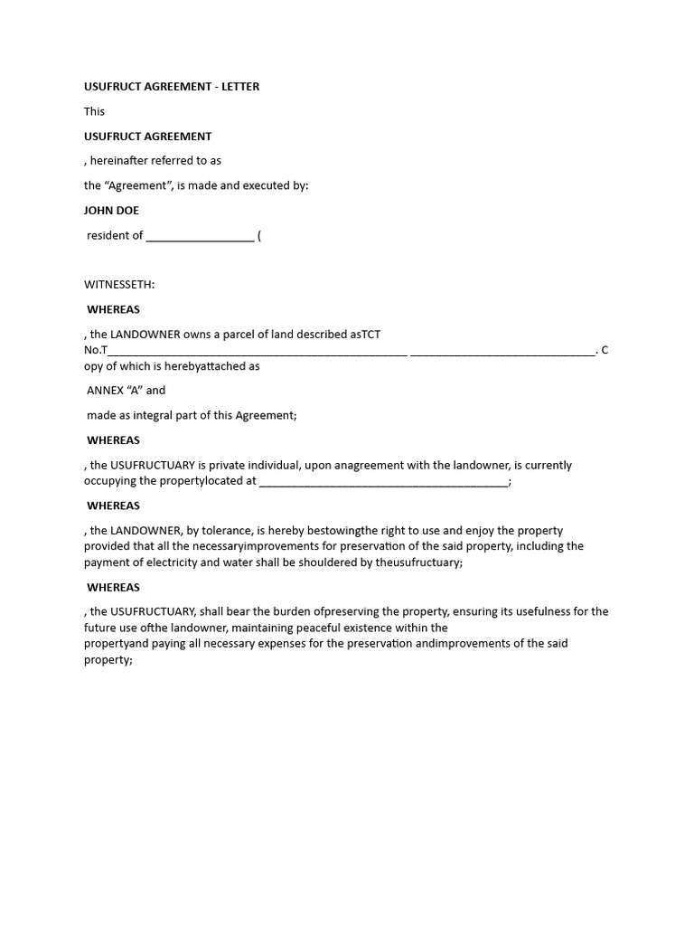 AUTUM TM [Usufruct Agreement] | PDF