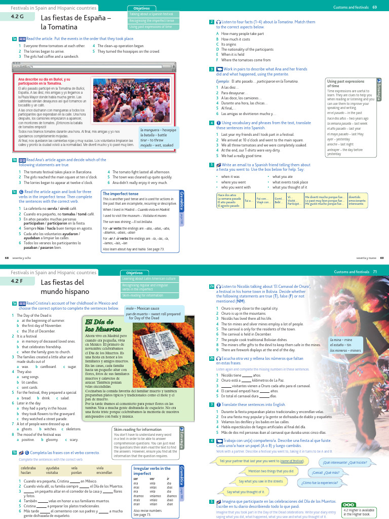 AQA GCSE Spanish Foundation Student Book pp68 71 PDF | PDF | Eventos de ...