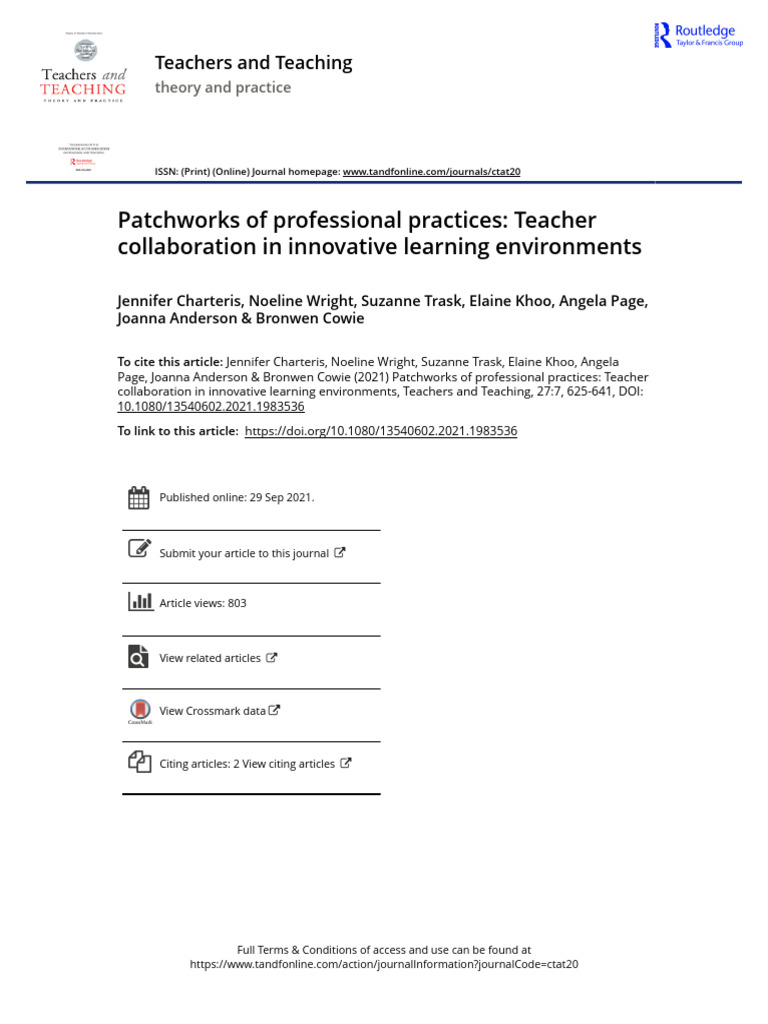 Patchworks of Professional Practices Teacher Collaboration in ...
