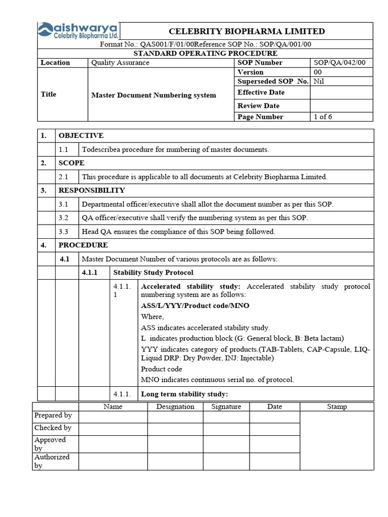 SOP-QA-042 - Document Numbering | Download Free PDF | Quality ...