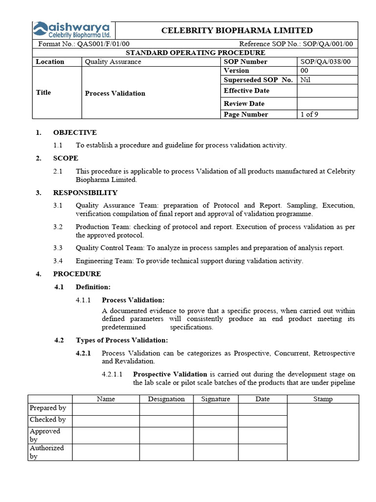 Sop Qa 038 | PDF | Verification And Validation | Quality Assurance