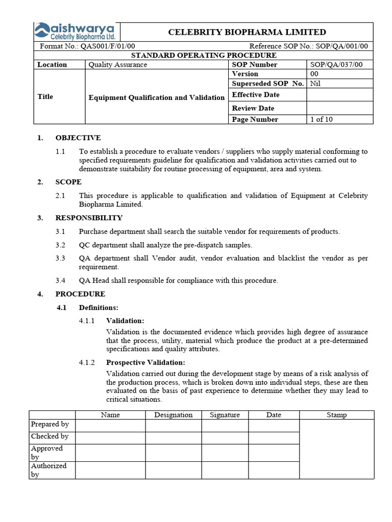 SOP-QA-037 | PDF | Verification And Validation | Quality Assurance