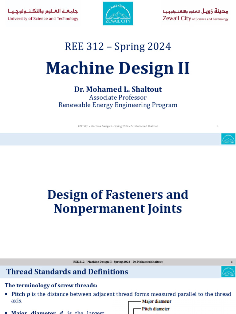 02-Screws, Fasteners, and the Design of Nonpermanent Joints | PDF | Screw | Mechanical Engineering