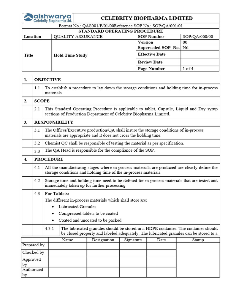 Sop Qa 060 | PDF | Tablet (Pharmacy) | Quality Assurance