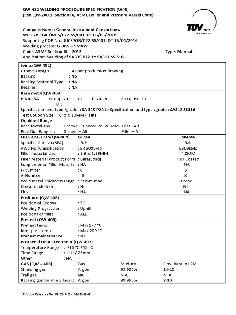 WPS-PQR_P22-SS-18042024 (1) | PDF | Welding | Construction