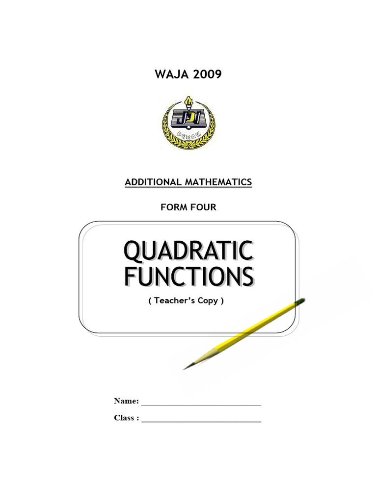 WAJA 2009: Additional Mathematics Form Four | PDF | Quadratic Equation | Mathematical Analysis