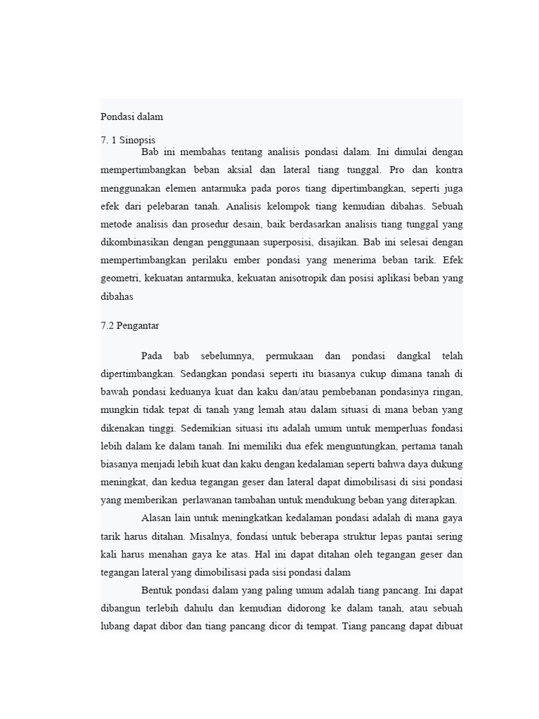 Bahan PPT Pondasi Dalam | PDF