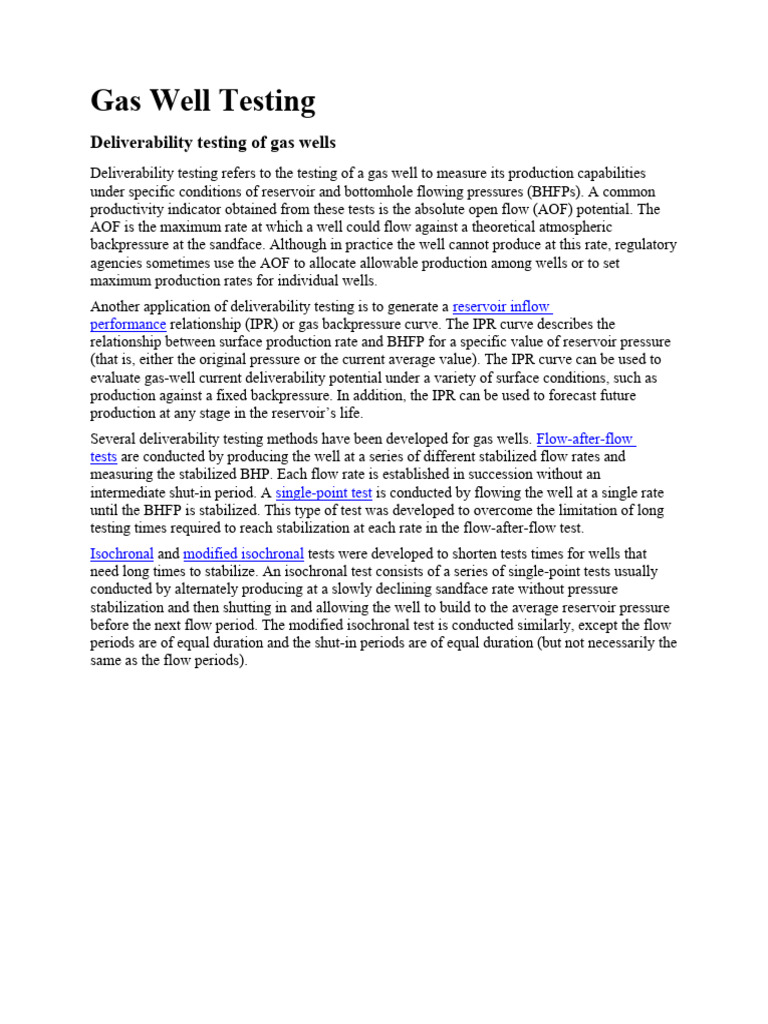 Gas Well Deliverability Testing Guide | PDF