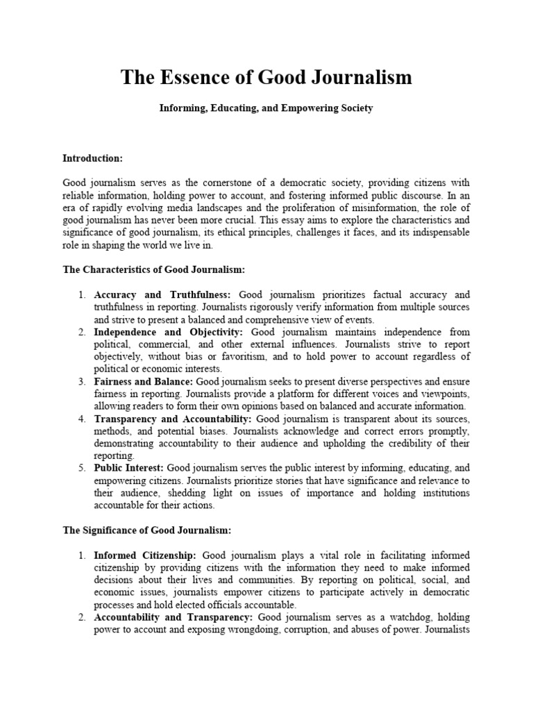 Good Journalism | PDF | Journalism | Social Media