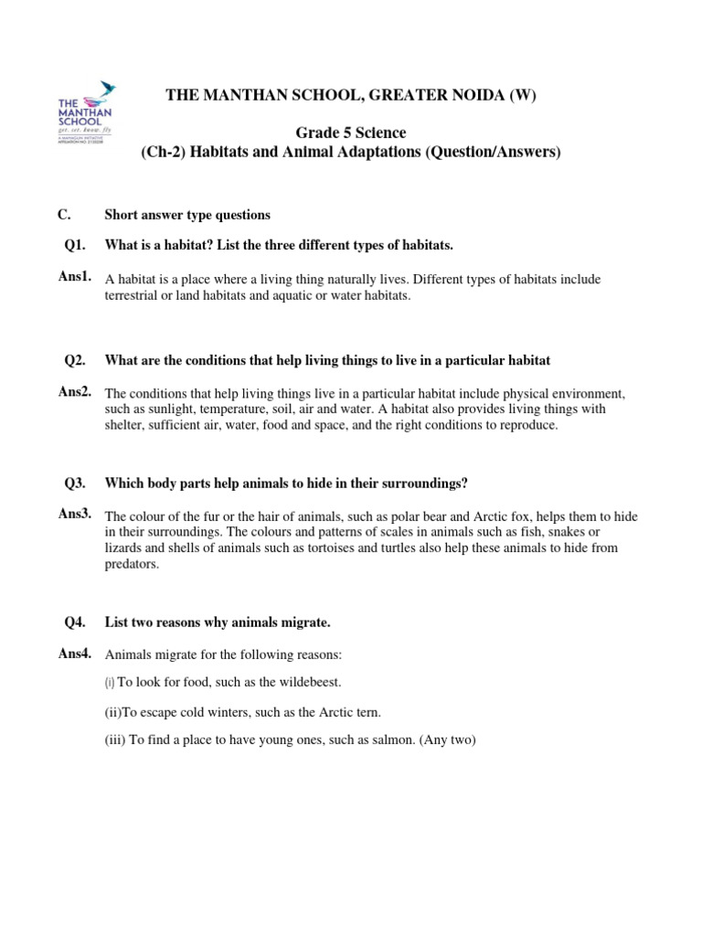 Grade 5 Animal Adaptations Guide | PDF | Claw | Fur