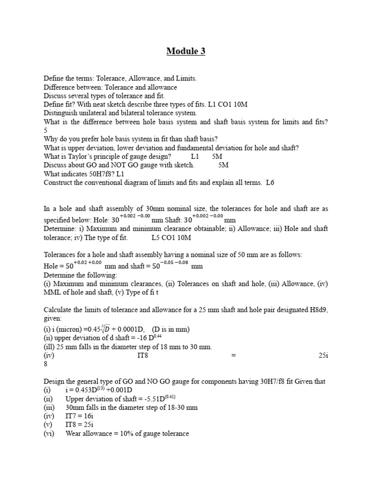 Module 3 | Download Free PDF | Engineering Tolerance | Metrology