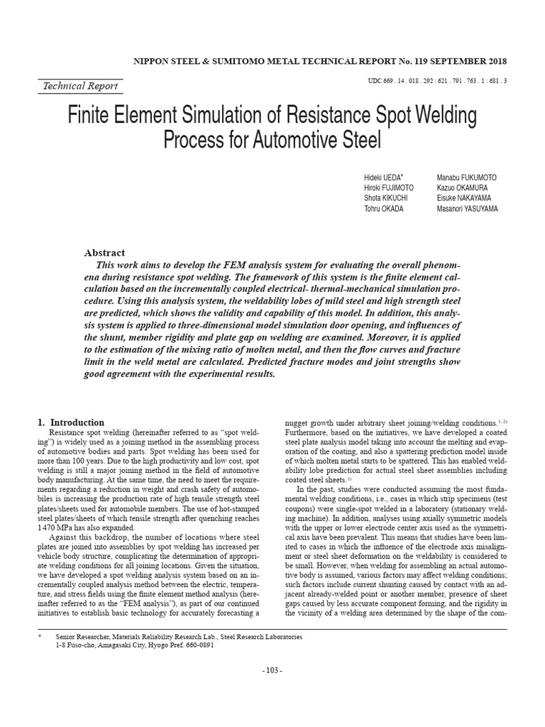 FEM of Spot Welding Automotive Components | PDF | Fracture | Sheet Metal
