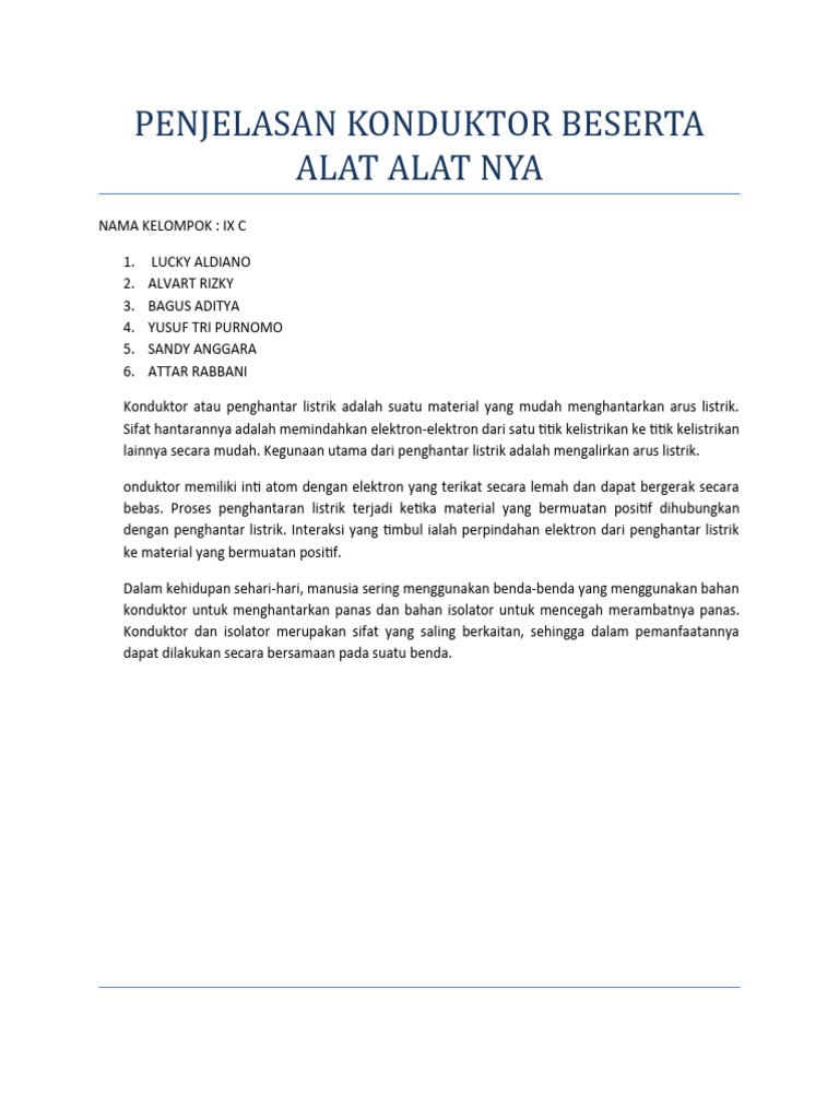 Konduktor Listrik dan Contohnya | PDF