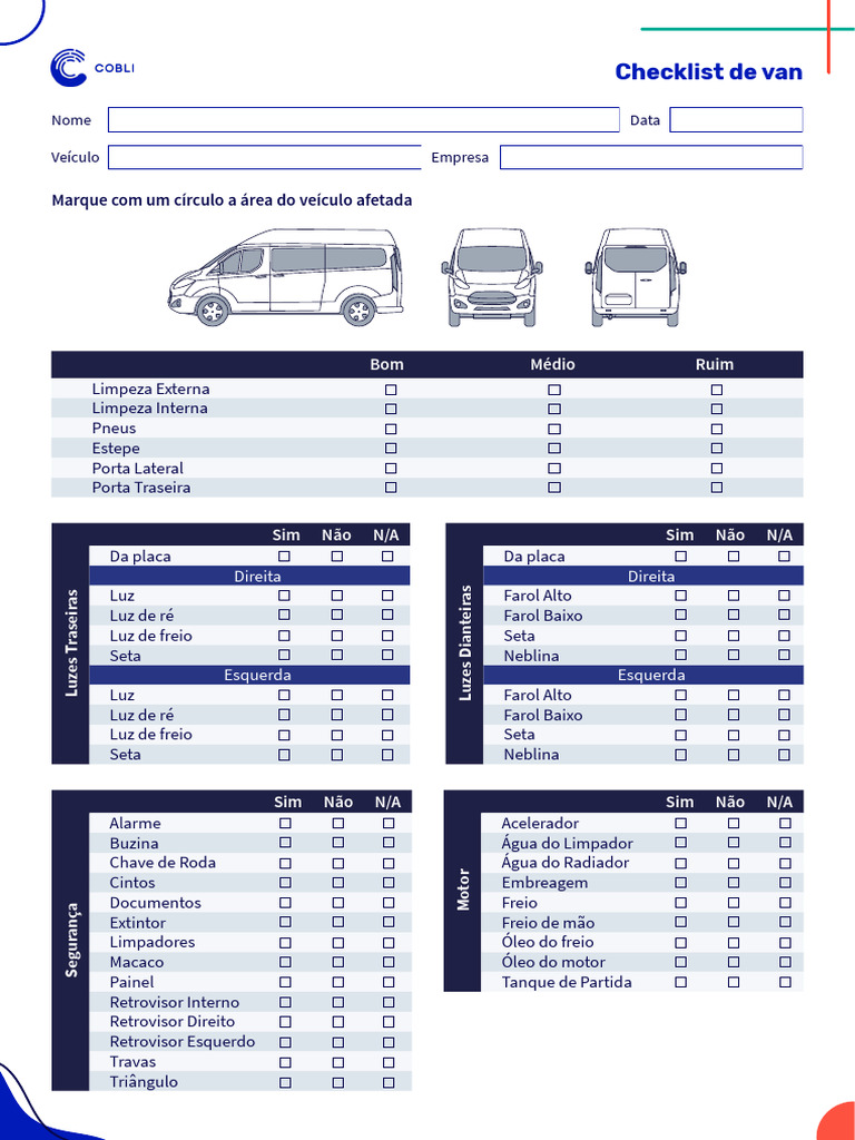 Checklist de Inspeção para Vans | PDF | Tecnologias automotivas ...