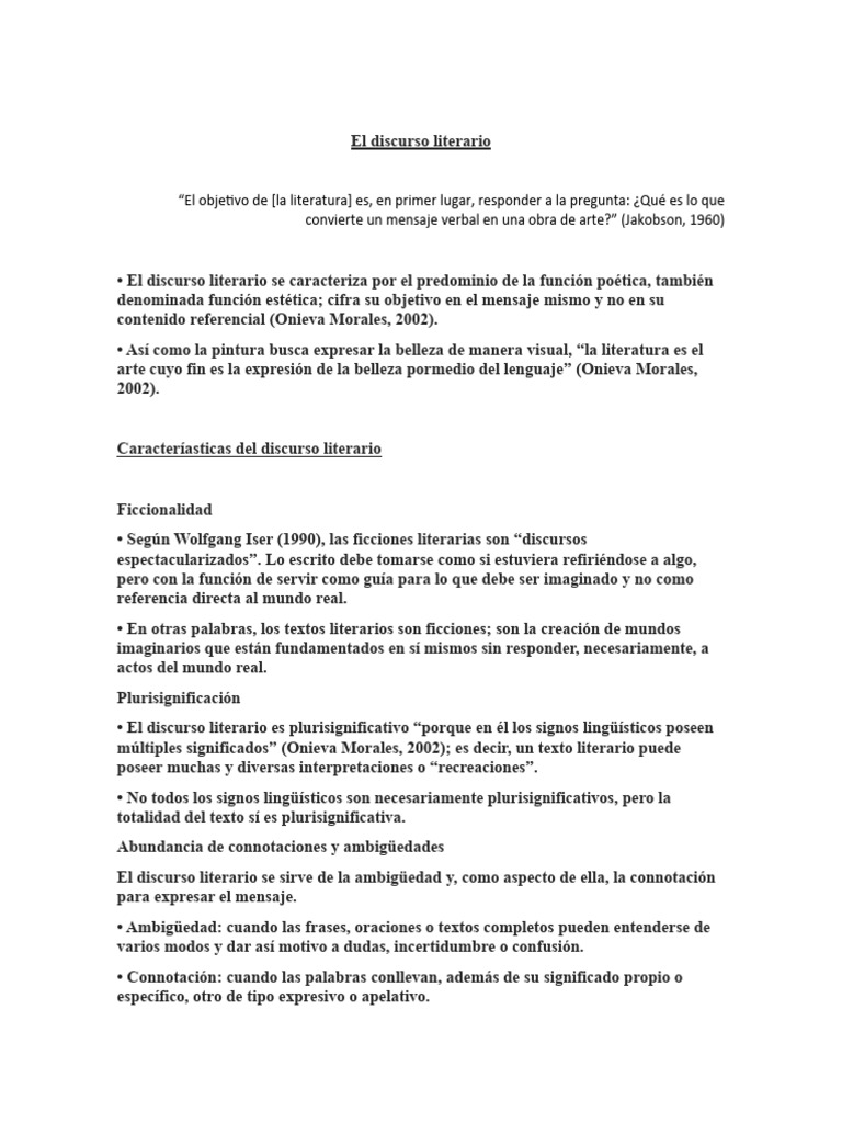 El Discurso Literario - Función Poética | PDF | Comunicación