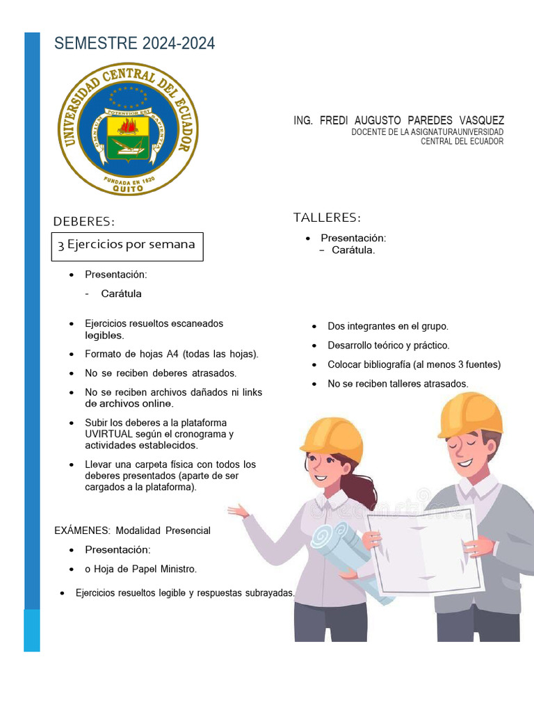 SEMESTRE 2024-2024: Deberes: 3 Ejercicios Por Semana Talleres: 3 Ejercicios Por Semana | PDF ...
