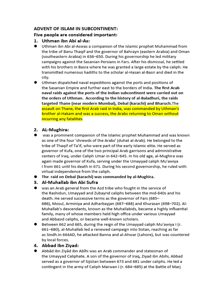 ADVENT OF ISLAM IN SUBCONTINENT To 1947 by WT | PDF