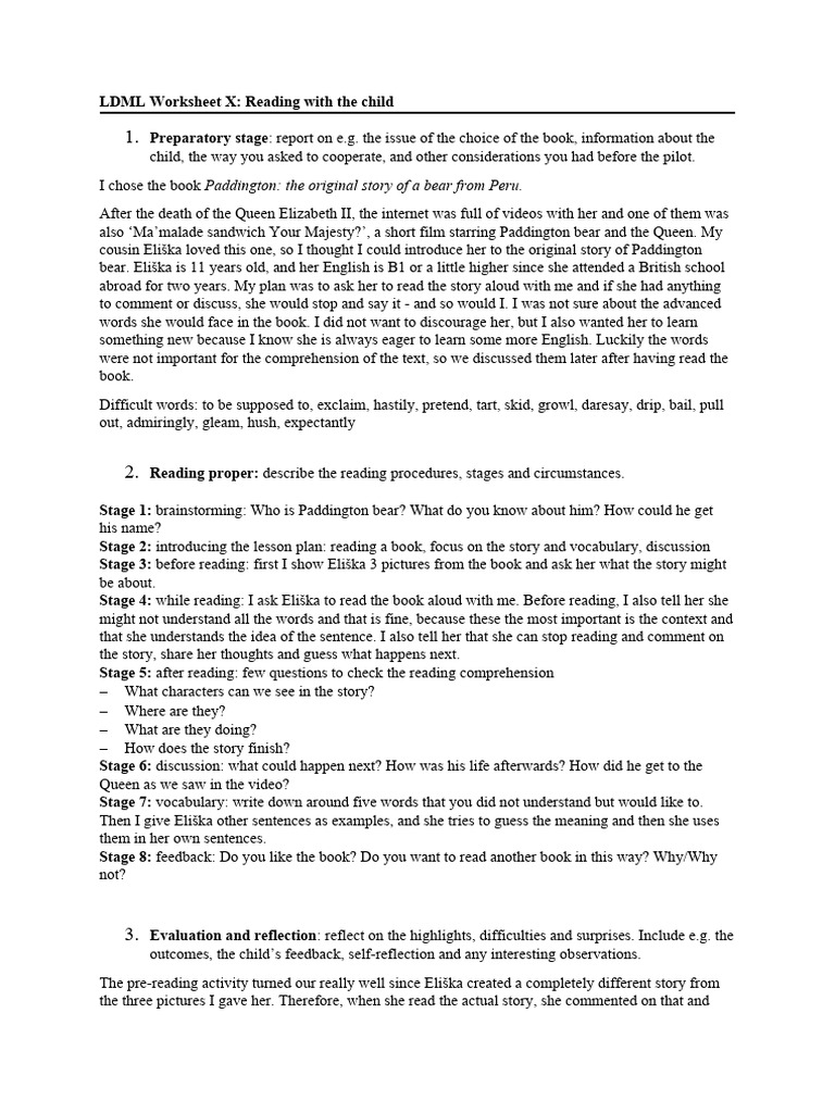 Worksheet Reading With A Child | PDF | Cognition | Learning