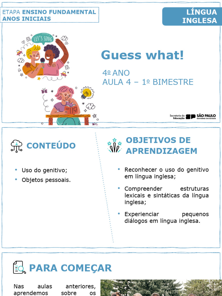 Guess What!: 4 ANO Aula 4 - 1 Bimestre | PDF | Grandparent | Adulthood