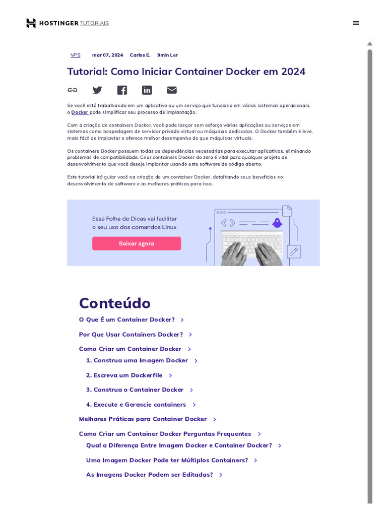 Tutorial Como Iniciar Container Docker Em 2024 Pdf Programas
