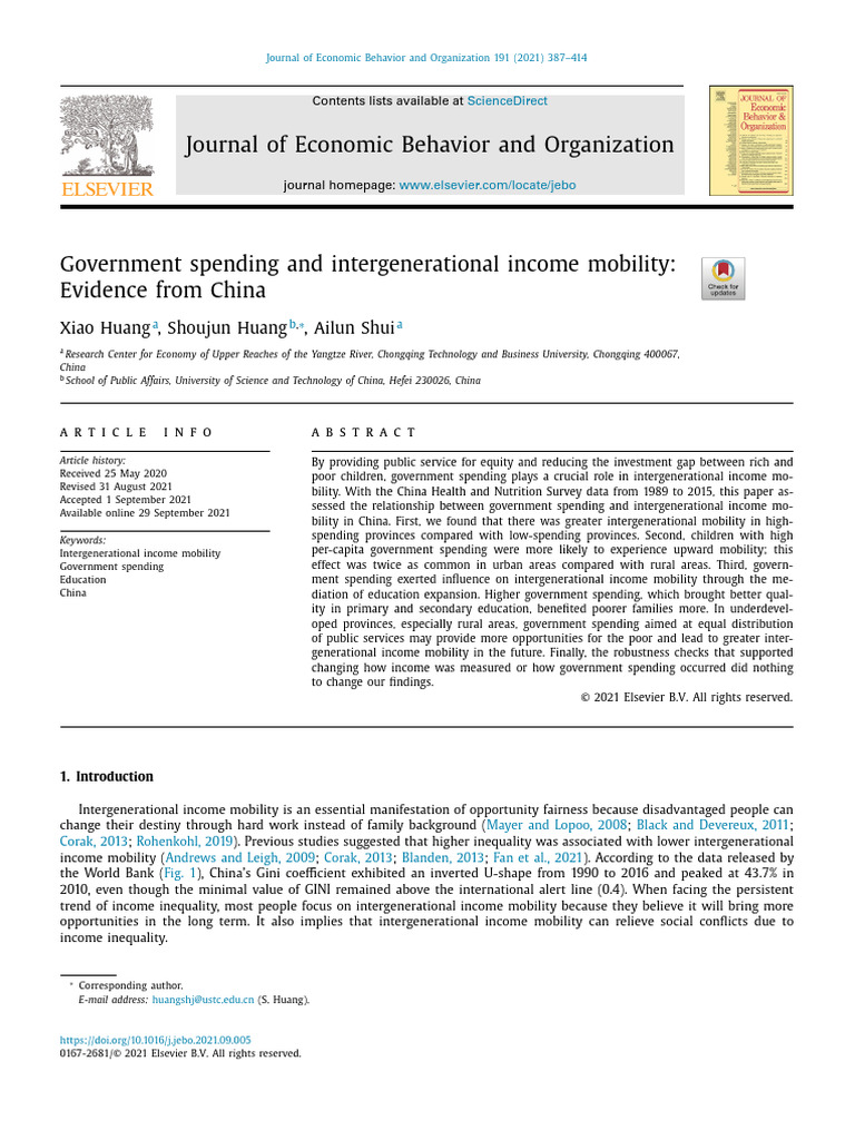 Government Spending and Intergenerational Inco - 2021 - Journal of ...
