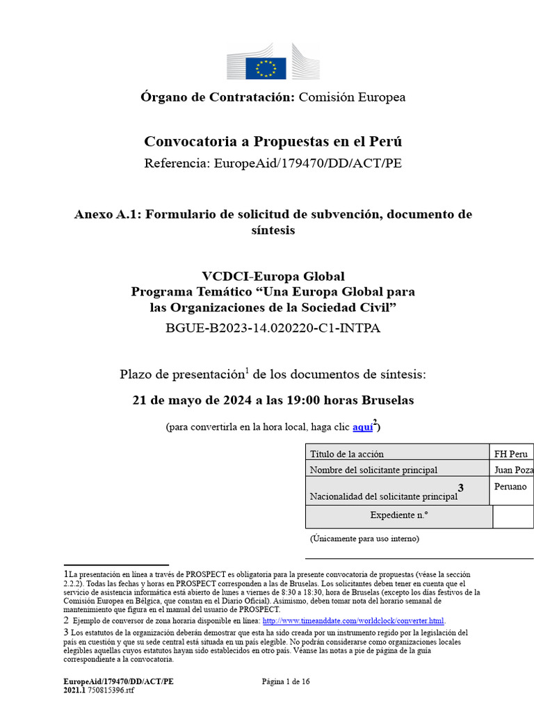 Anexo A1. Formulario de Subv-Doc Sintesis CfP179470 | PDF | Invalidez ...
