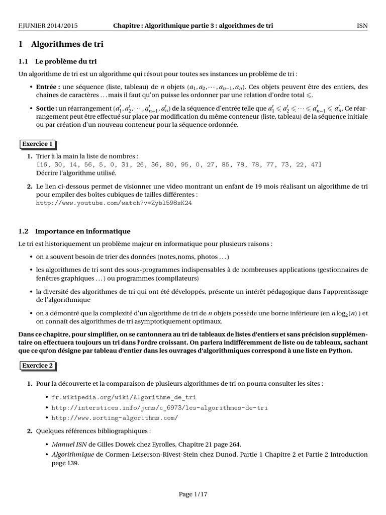 Algorithmes de Tri : Concepts et Implémentation | PDF | Structure de ...