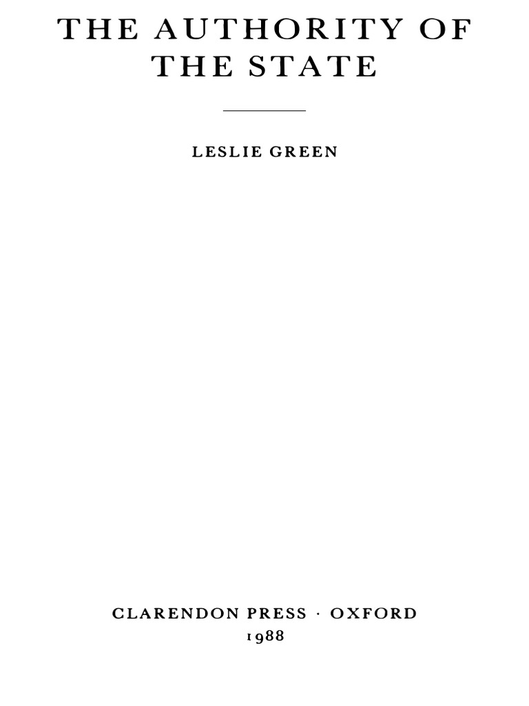 Leslie Green - The Authority of The State - Clarendon Press (1988 ...