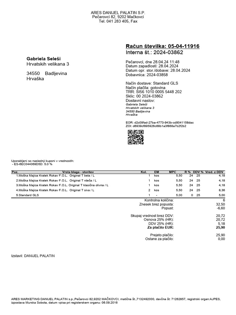 Racun - primjer | PDF