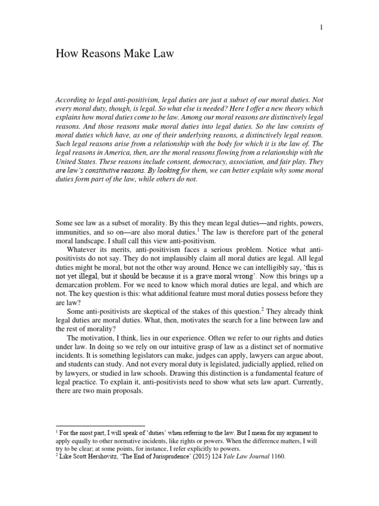 Angelo Ryu - How Reasons Make Law | PDF | Reason | Democracy