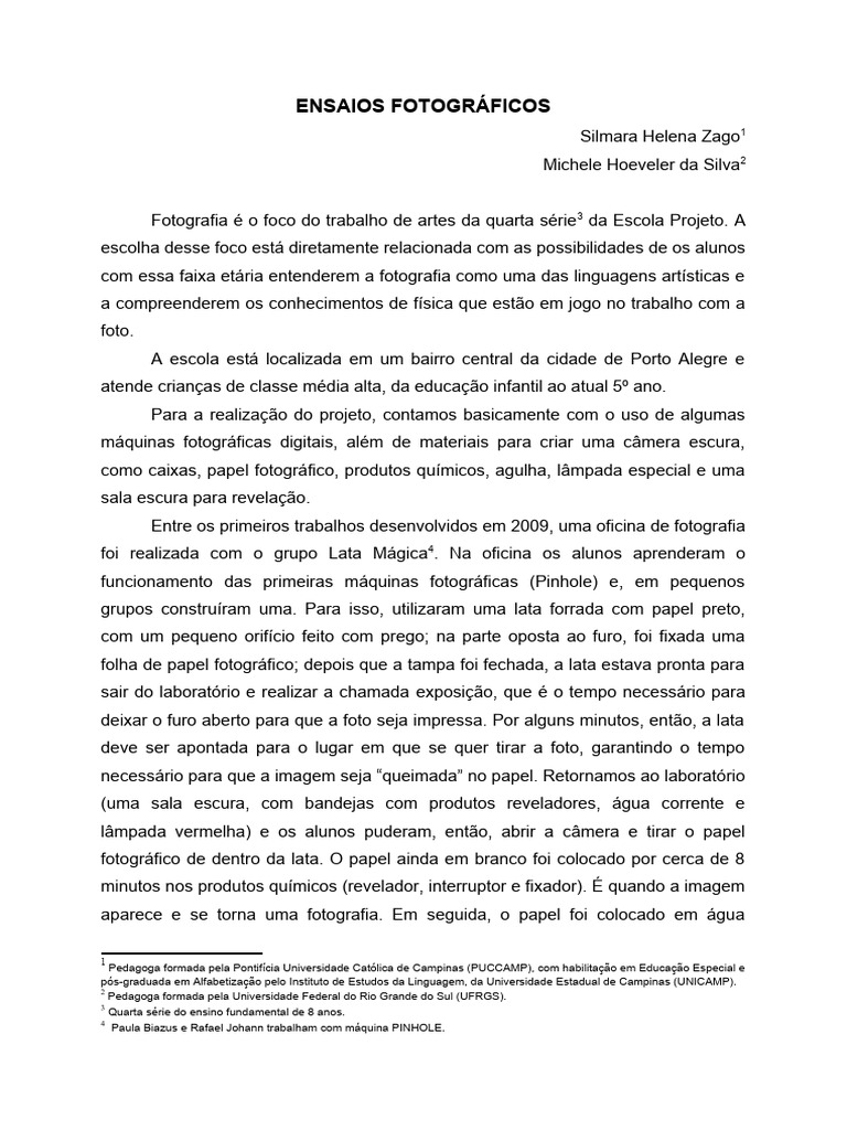 Texto Pronto Ensaios Fotográficos | PDF | Câmera