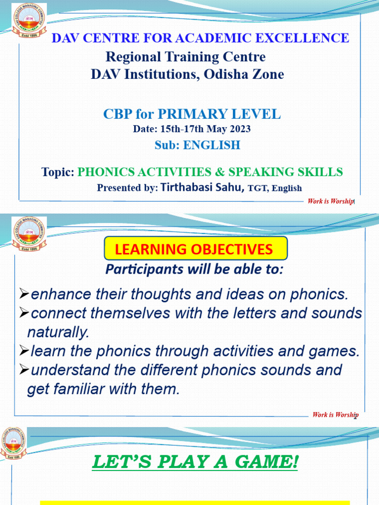 Final PPT Phonic Activities & Speaking Skills | Download Free PDF ...