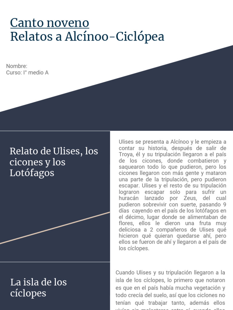 Canto Noveno Relatos A Alcínoo-Ciclópea | PDF | Odiseo