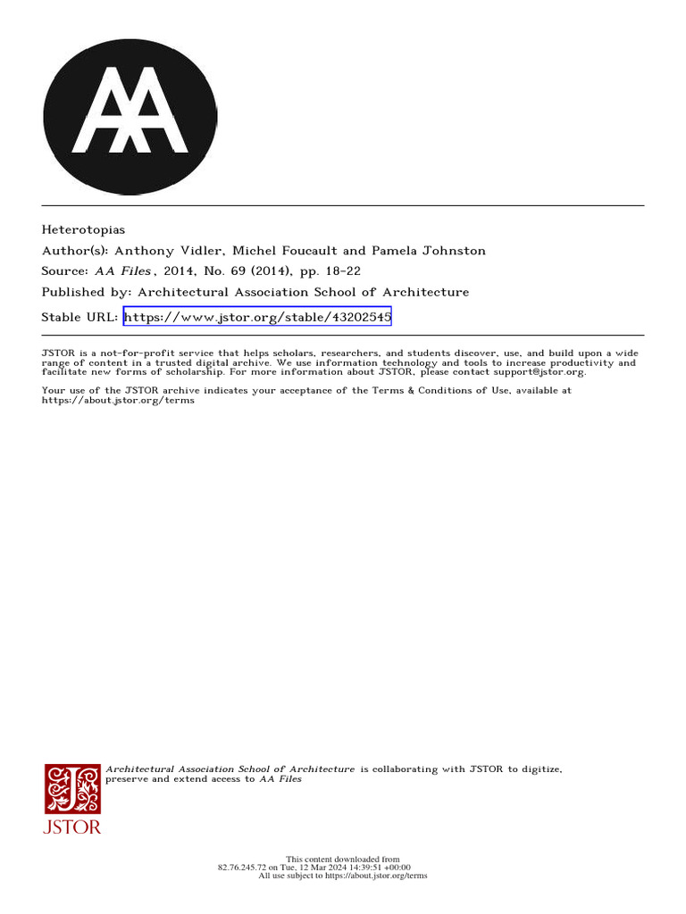 Vidler Heterotopias 2014 | PDF | Michel Foucault | Space