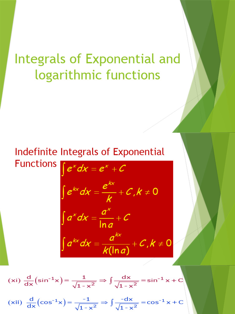 L.O.4.2 - Integrals of Exponential and Logarithmic Functions | PDF ... L.O.4.2 - Integrals of Exponential and Logarithmic Functions | PDF ...