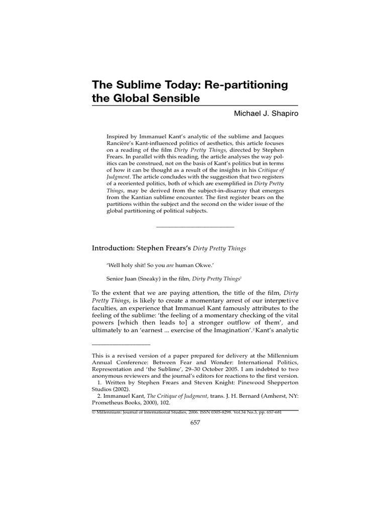 Shapiro 2006 The Sublime Today Re Partitioning The Global Sensible ...