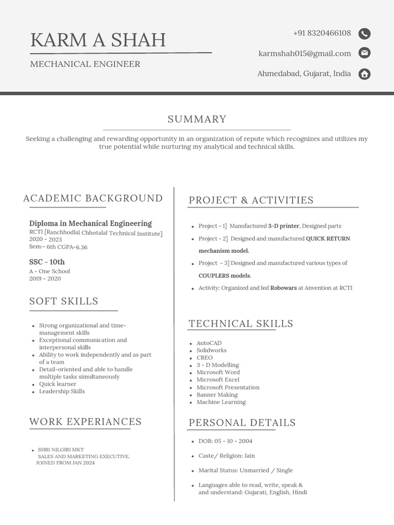 Gray and White Simple Clean Resume | PDF | Cognition