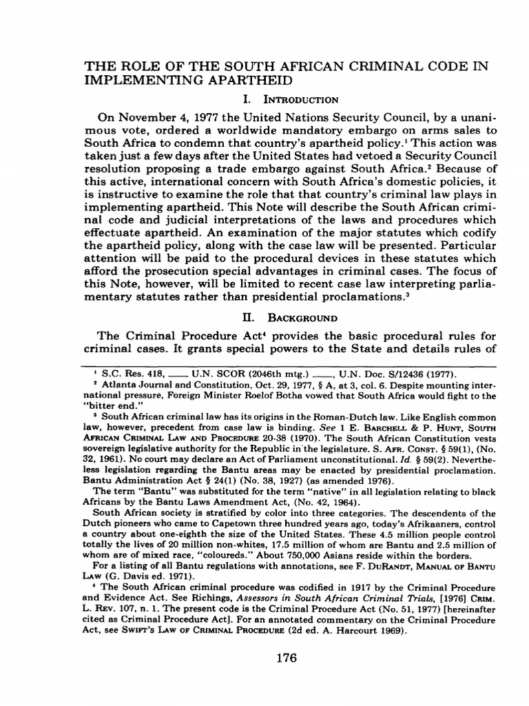 The Role of The South African Criminal Code in Implementing Apart | PDF ... The Role of The South African Criminal Code in Implementing Apart | PDF ...