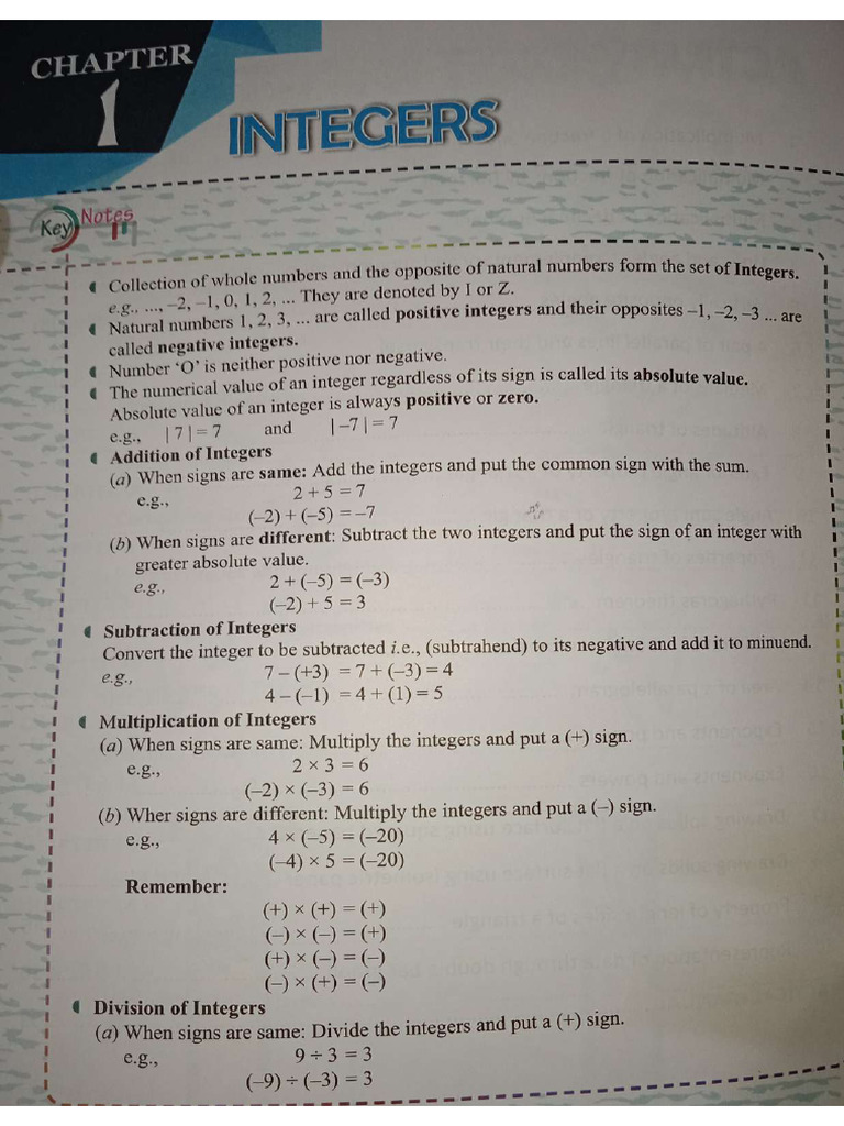 Chapter 1 (Integer Worksheet) | PDF