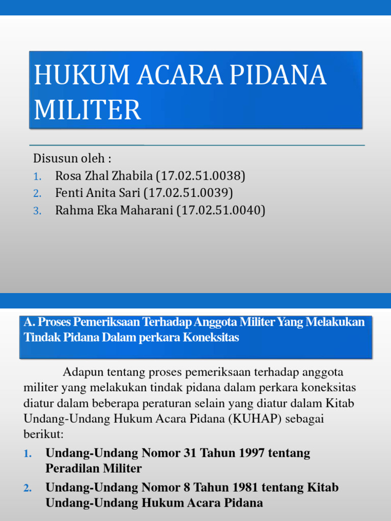 Proses Hukum Pidana Militer dan Koneksitas | PDF