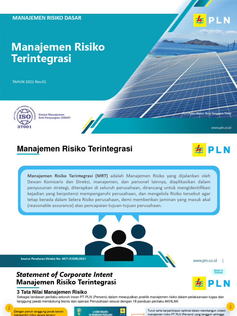 Manajemen Risiko Terintegrasi MRD - 2021 | PDF