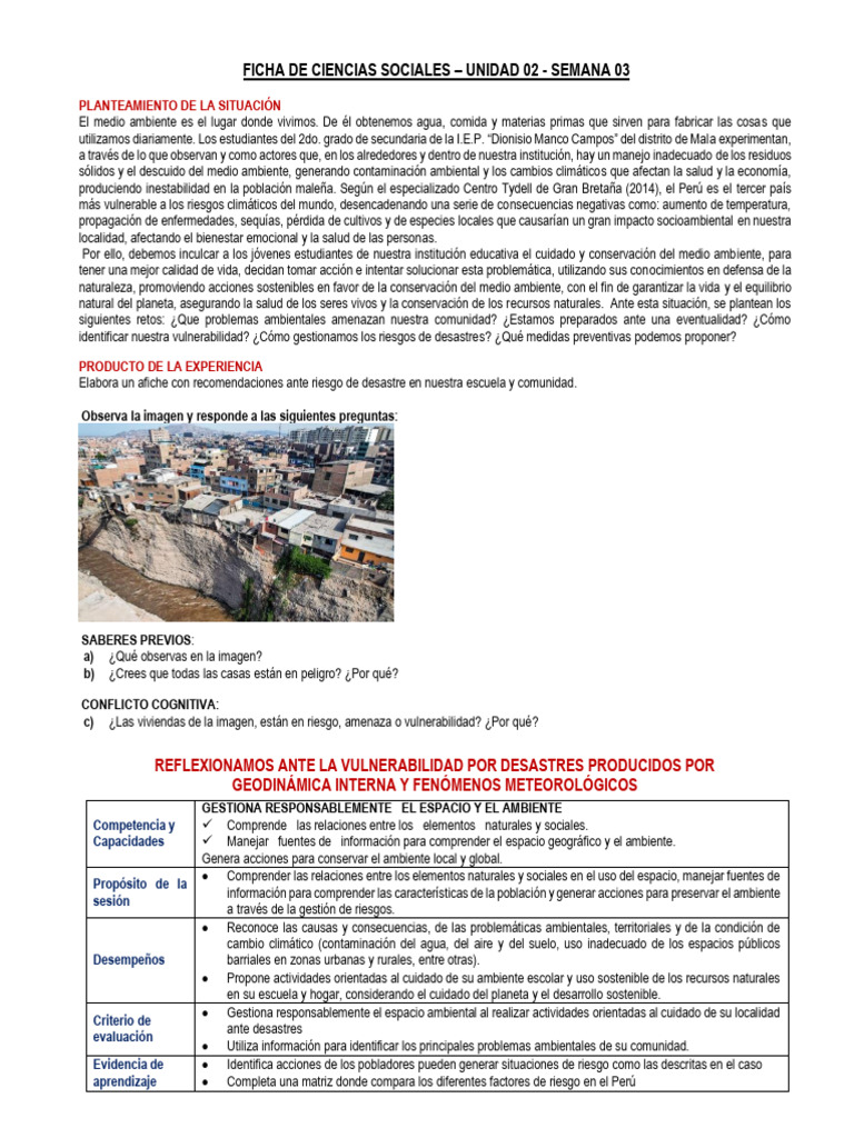 Ficha de Ciencias Sociales-Unidad 2, Semana #03. | PDF | Ciclones ...