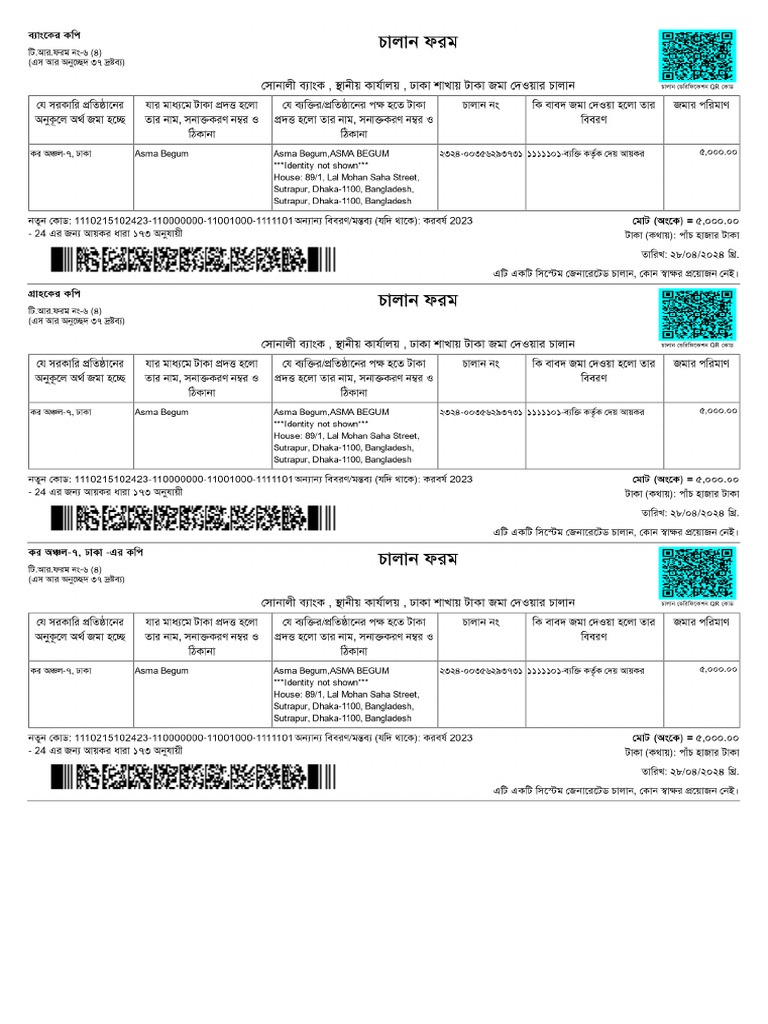A Challan Sample 1 | PDF