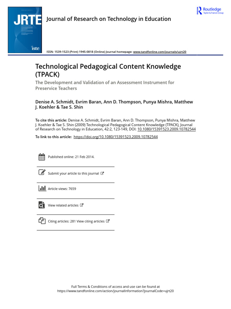 Technological Pedagogical Content Knowledge TPACK | PDF | Pedagogy ...