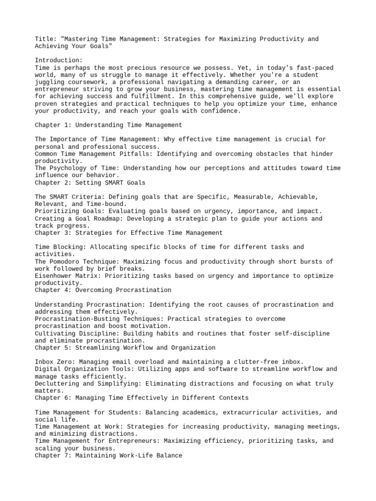 Mastering Time Management | PDF | Time Management | Professional Skills