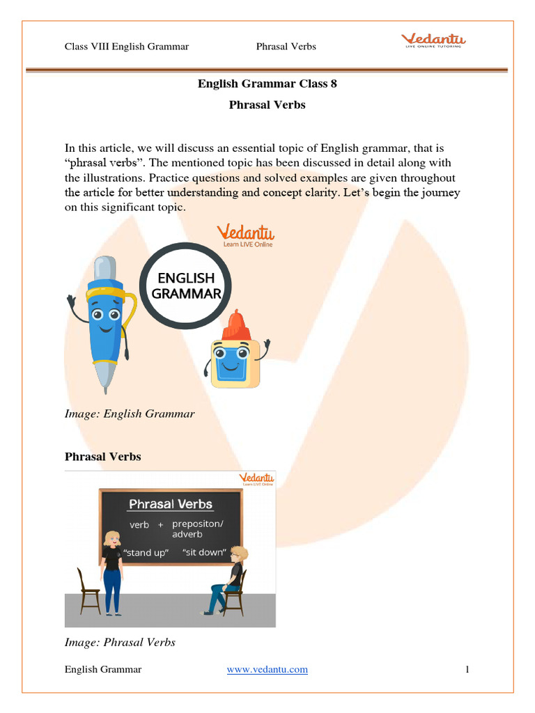 Class 8 English Grammar Ncert Solutions Phrasal Verbs | Download Free ...