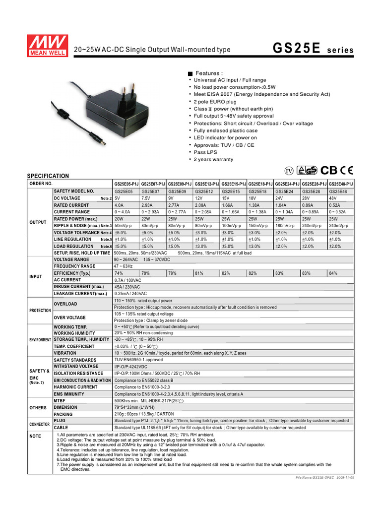 GS25E Spec | PDF | Electrical Engineering | Electronics