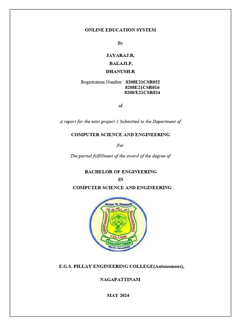 ONLINE EDUCATION SYSTEM | PDF | User Interface | Educational Technology