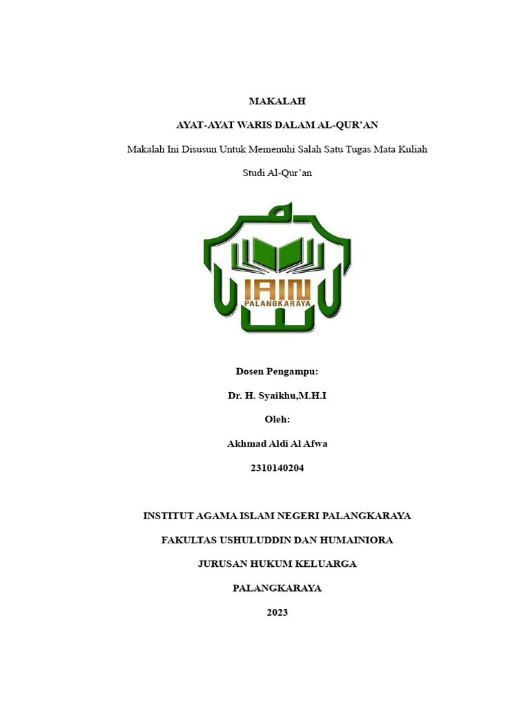 Ayat Waris dalam Al-Qur'an: Panduan Lengkap | PDF
