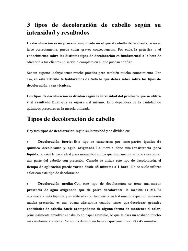 3 Tipos de Decoloración de Cabello Según Su Intensidad y Resultados ...